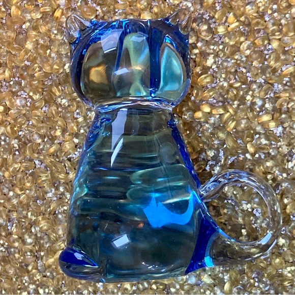 Vintage | Other | Blue Glass Cat Figurine | Poshmark
